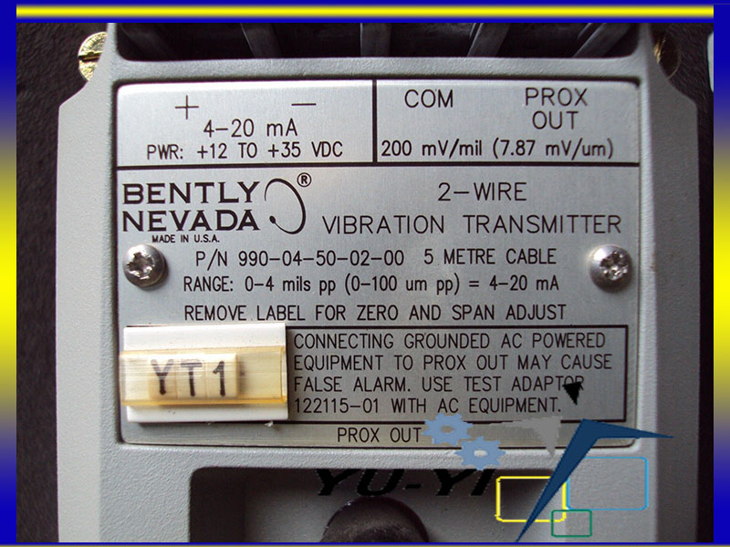 BENTLY NEVADA 990-04-50-02-00 VIBRATION TRANSMITTER 5 METRE CABLE 01F00HBG - PLC DCS SERVO ...